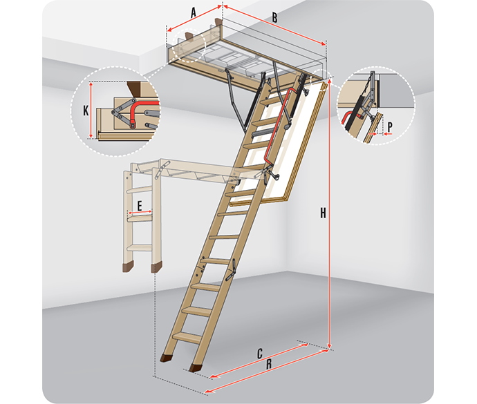FAKRO zoldertrap LWF 60 86x130-H305cm - Gedimat Van Vlaenderen